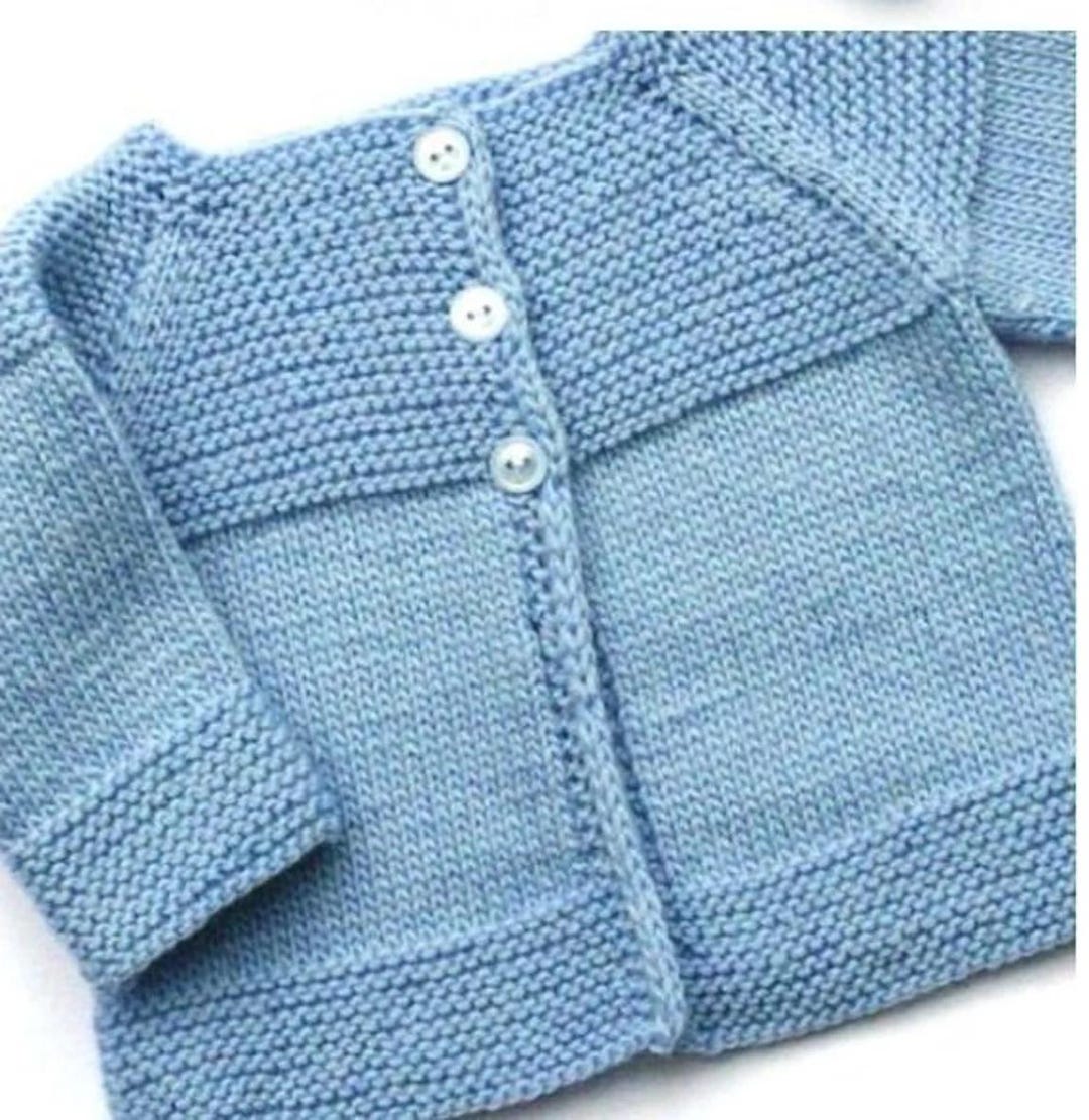 Baby Jacket Garter Stitch Yoke Knitting Pattern 0-9 Months - 3 or 4ply ...