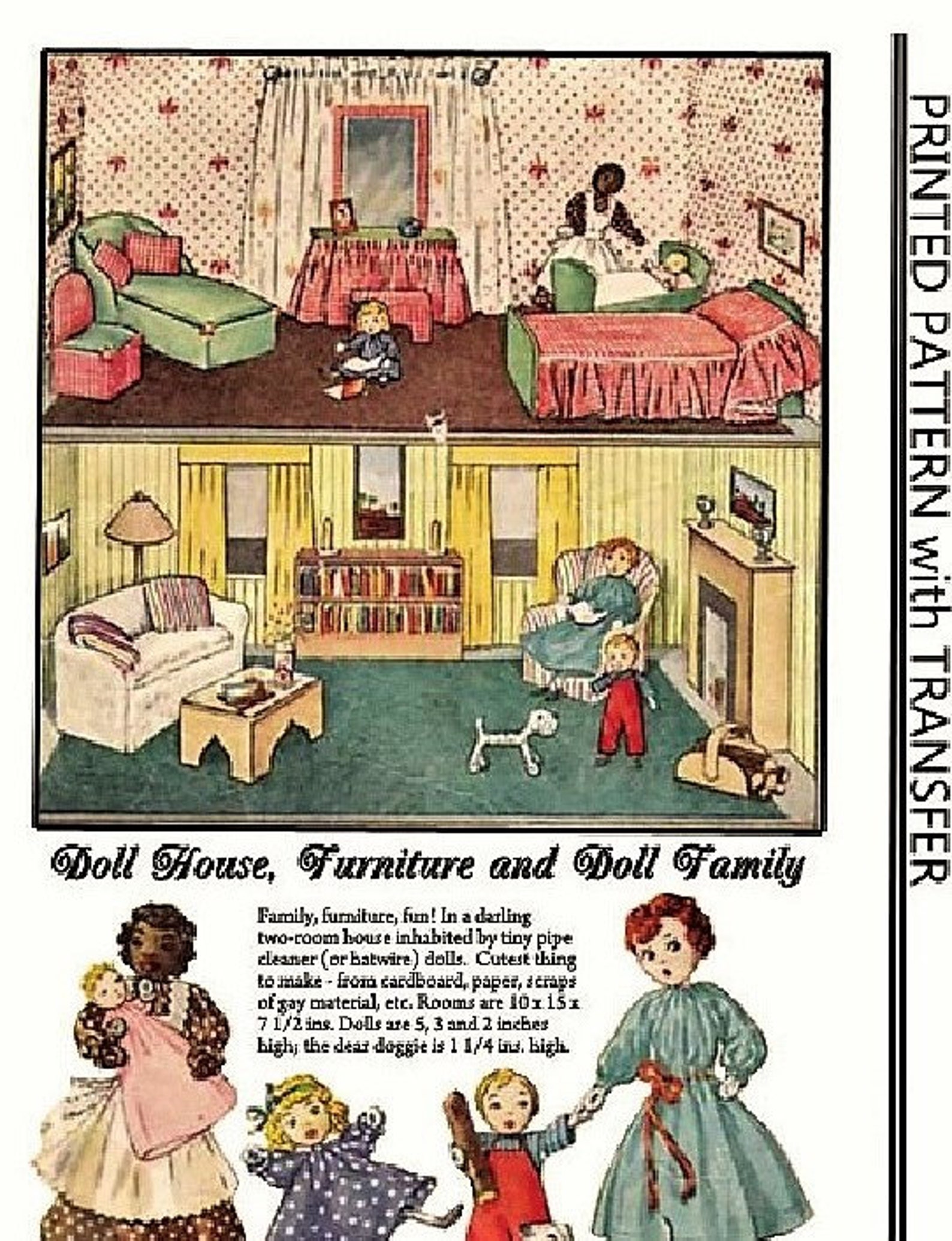 PATTERN Vintage Sewing Dollhouse PDF Doll House Plus - Etsy