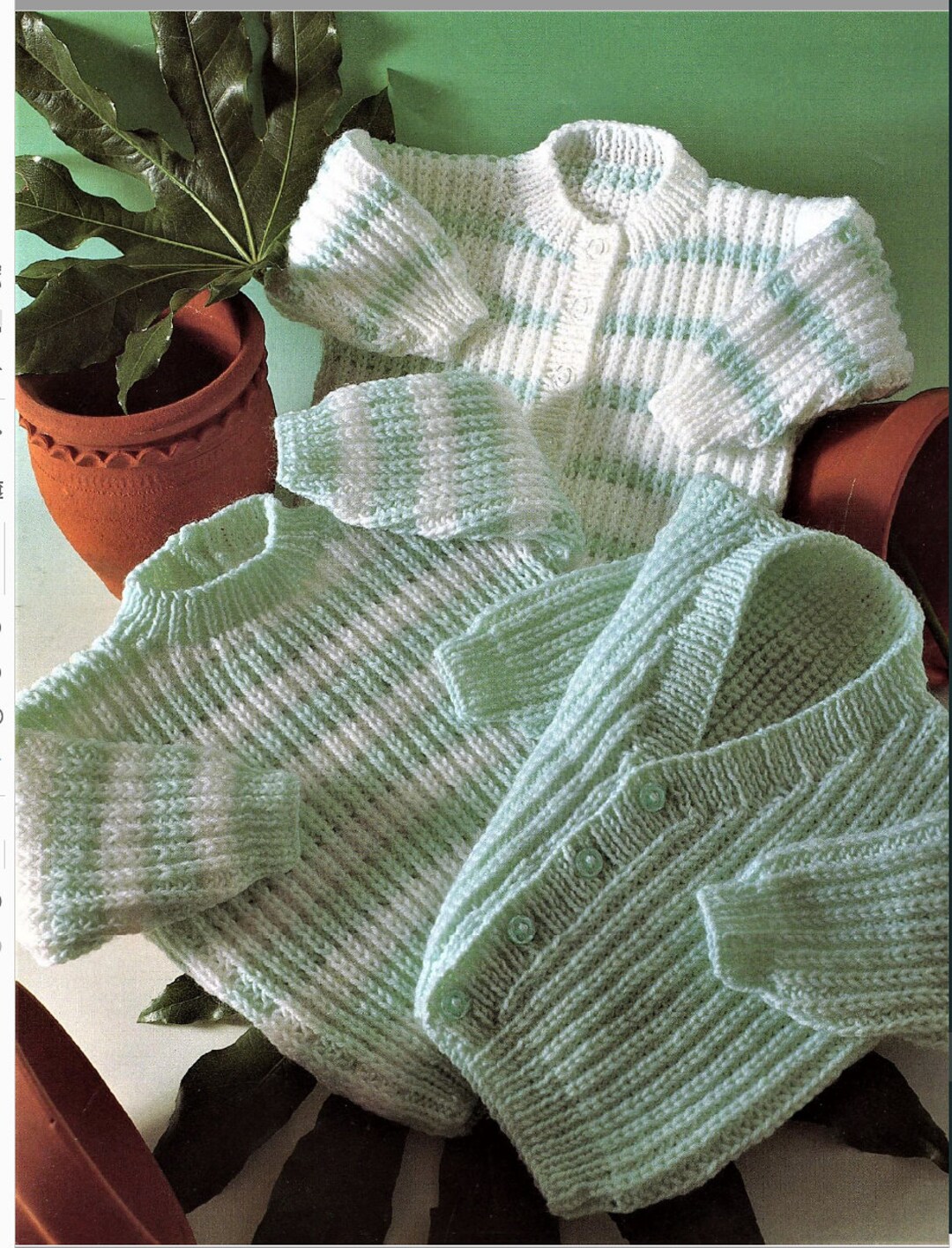 Knitting Pattern PDF - Baby Sweater/cardigans 3 Designs Easy Knit - 0-6 ...