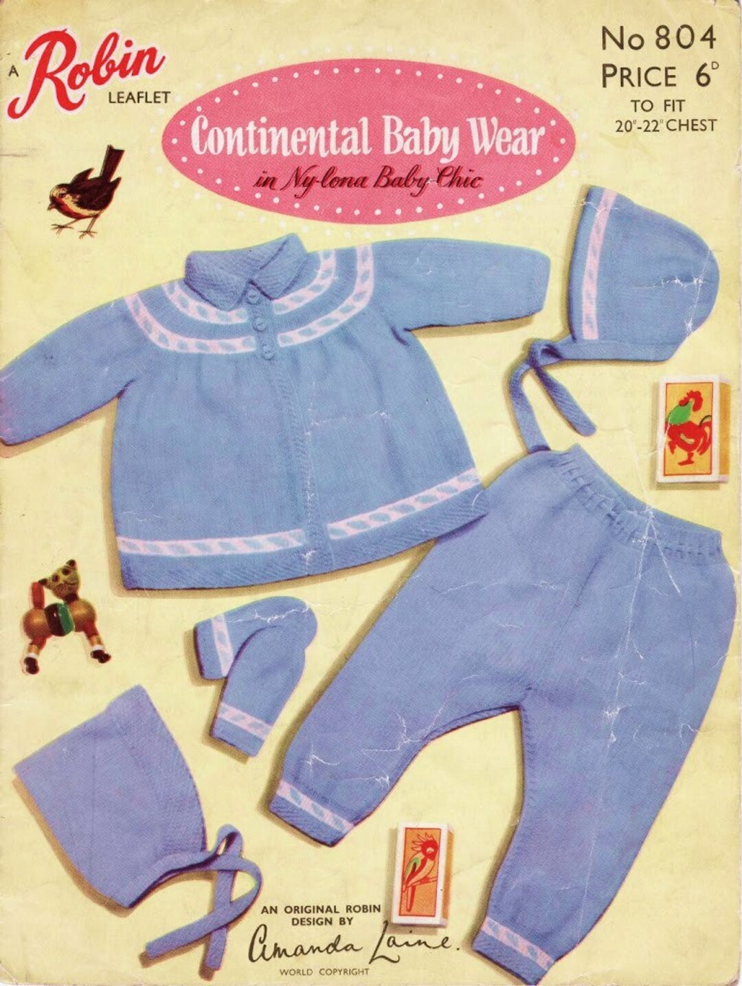 Vintage Baby Knitting Pattern - Pram Set - Jacket/coat Leggings/longies ...