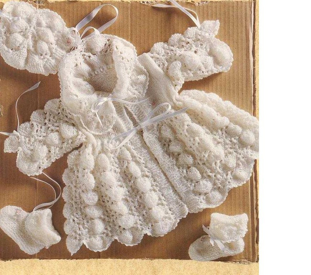 Baby KNITTING PATTERN - Matinee Coat, Bonnet and Booties 0-3 Months ...