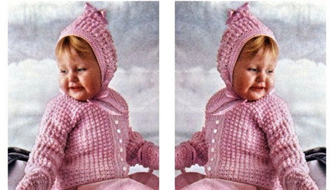 Baby CROCHET Pattern PDF Download - Baby/infant Sacque (jacket) Bonnet ...
