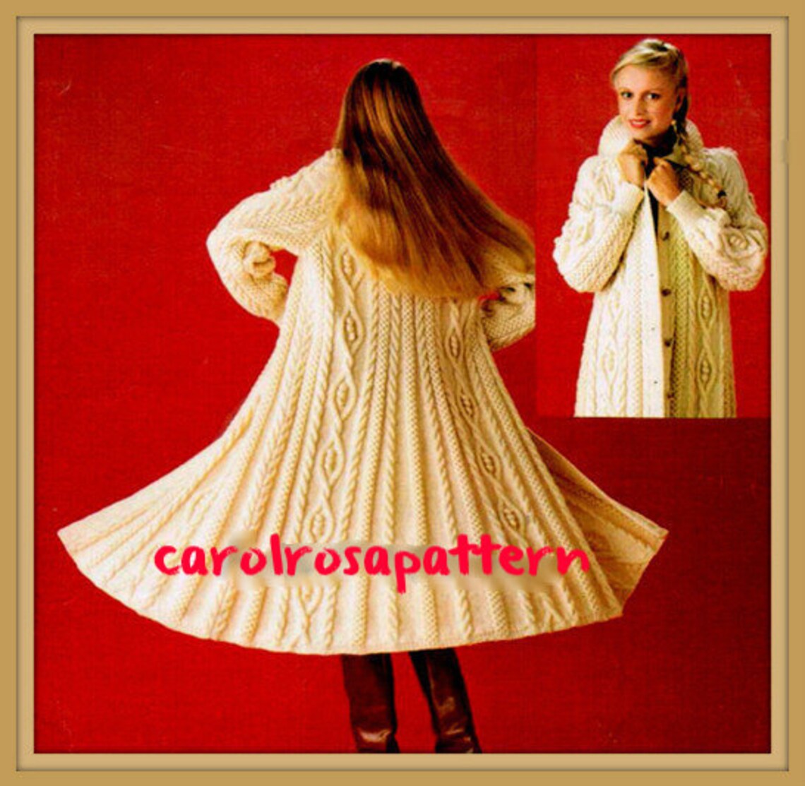 PDF Knitting Pattern Download Ladies Aran Swing Coat - Etsy UK