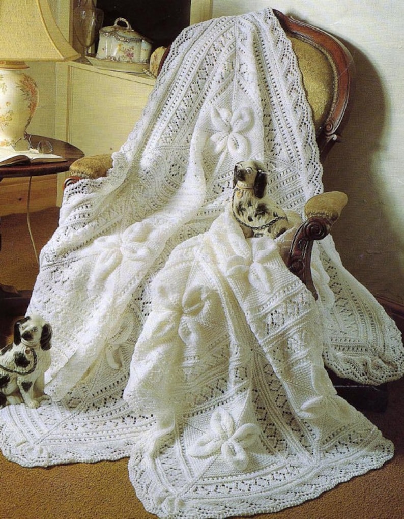 Knitting Pattern Leaf and Lace Heirloom Shawl and Cot - Etsy