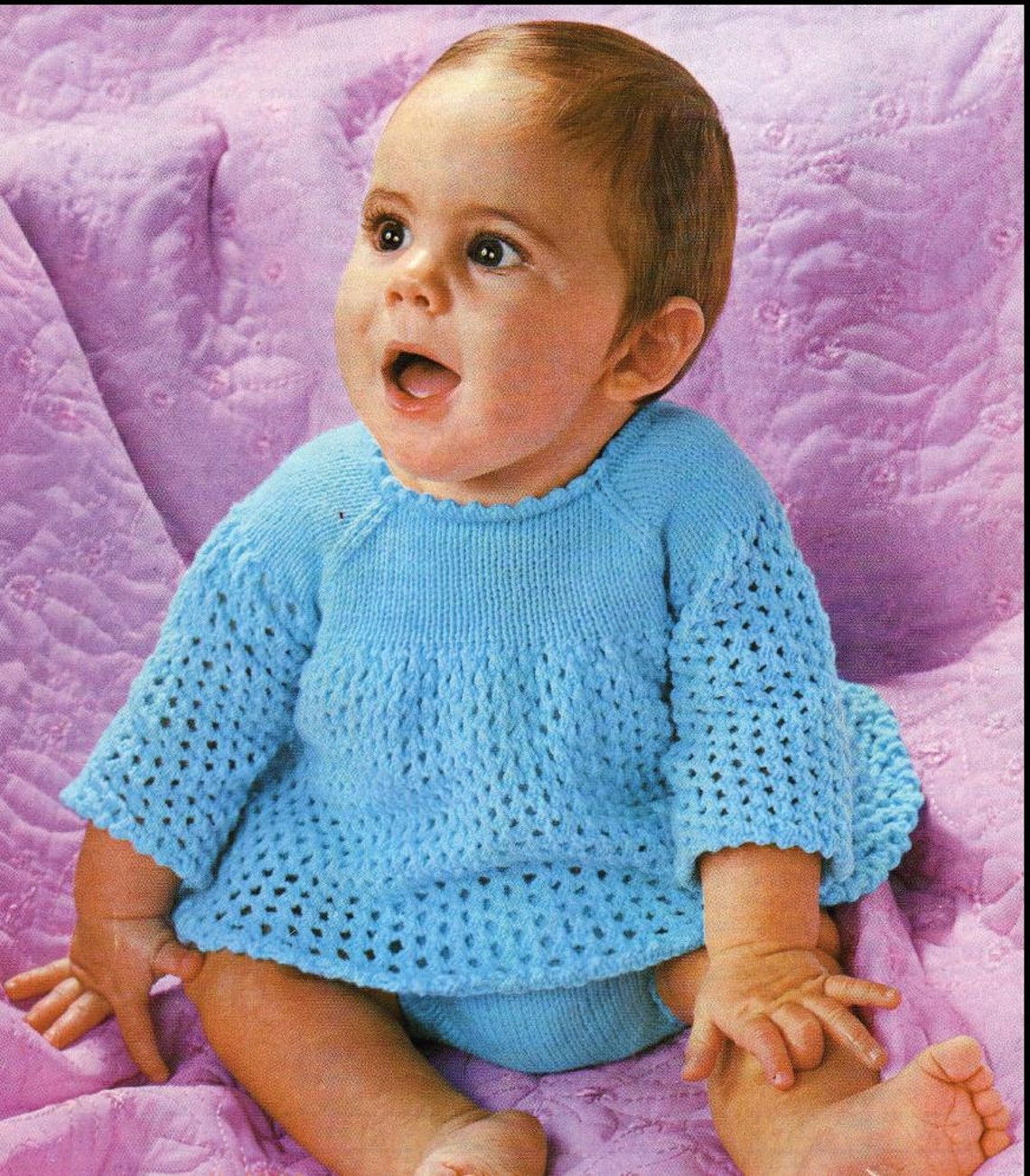Baby KNITTING PATTERN - Angel Top/dress and Pants for Baby 16 to 20 ...