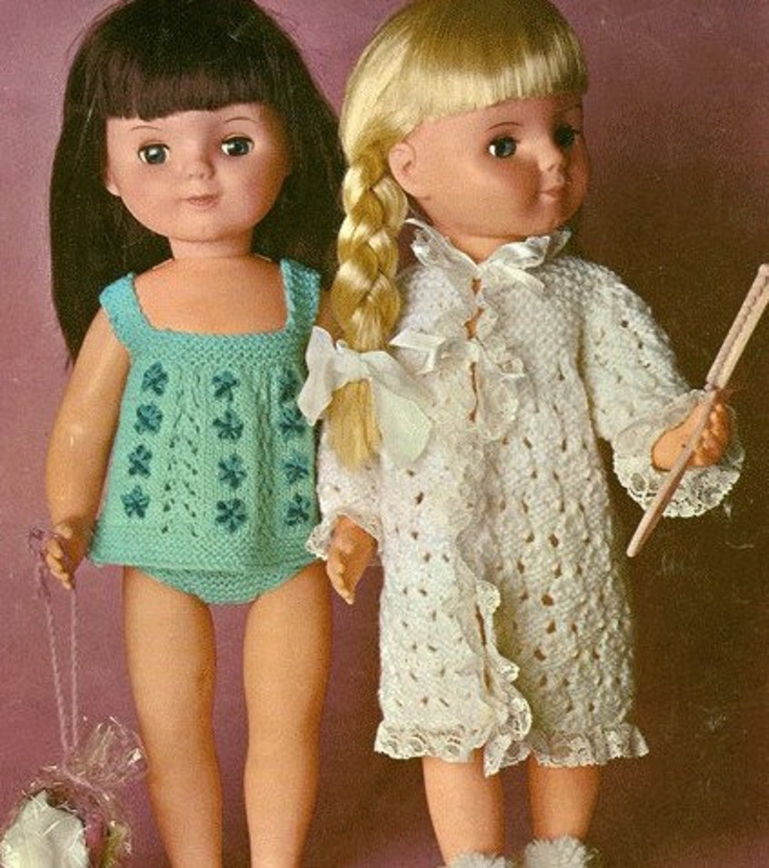 Dolls KNITTING PATTERN - Dolls' Coat/housecoat, Baby Doll Pjs and ...