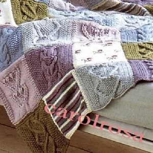 Knitting Pattern for Fab Cotton DK Patchwork Throw/blanket/afghan ...