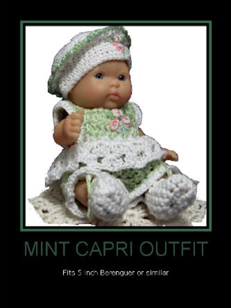 Crochet Pattern Mint Capri Set for 5 in Doll Berenguer or - Etsy