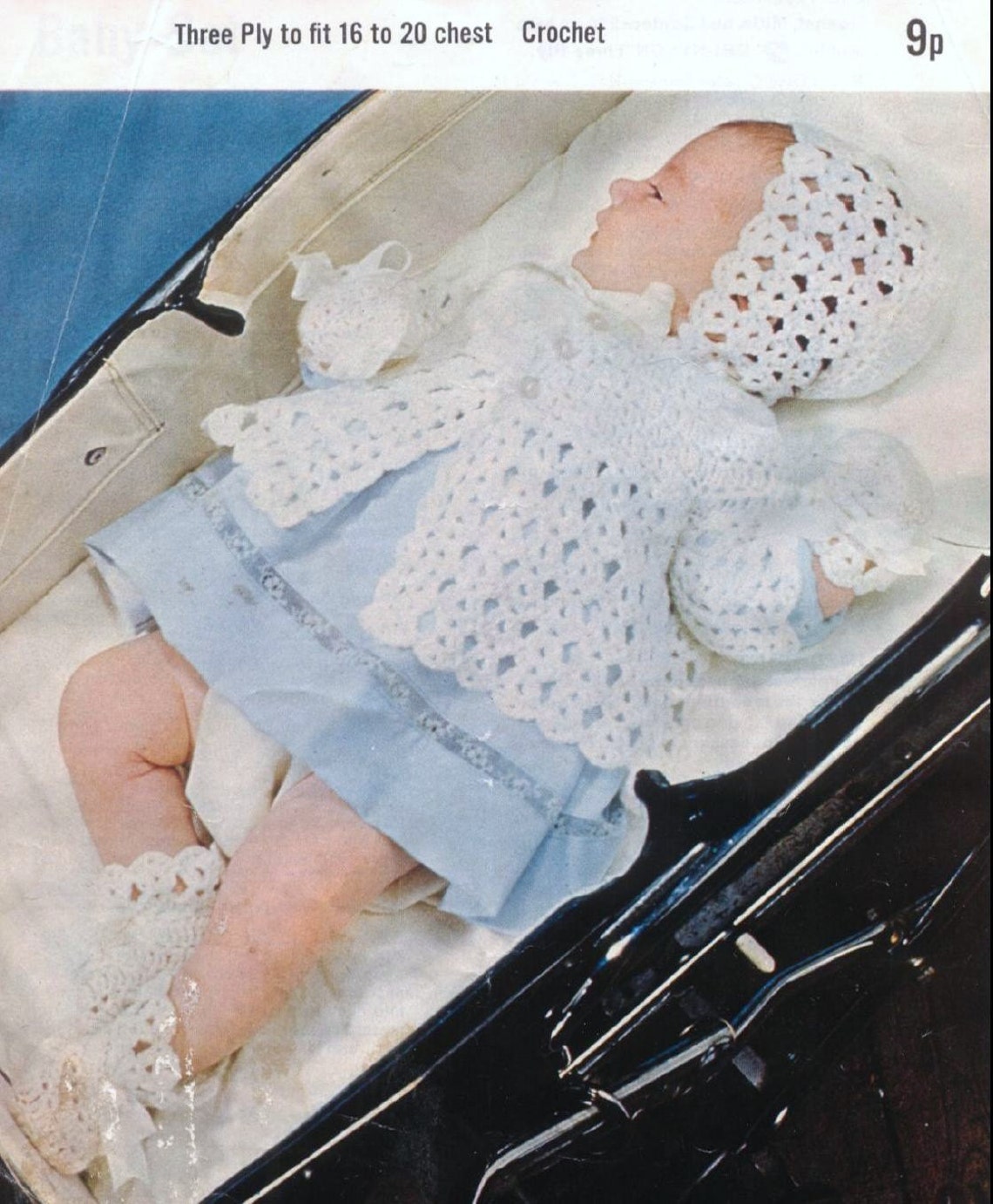 Vintage BABY CROCHET PATTERN - Matinee Set Incl Bootees, Bonnet and ...