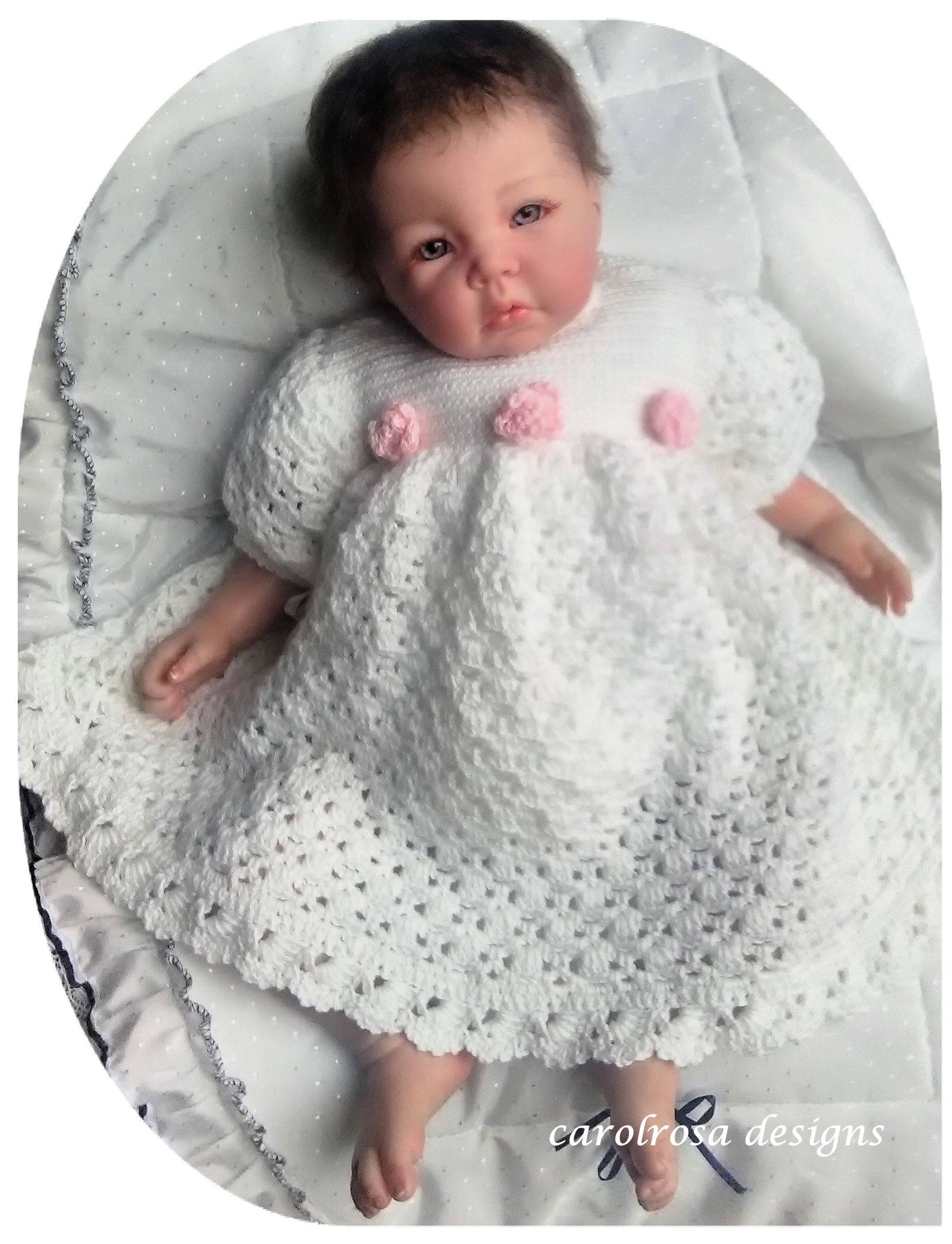 Crochet Pattern - CR140 Angel Blessing Baby Dress and Floral Headband ...