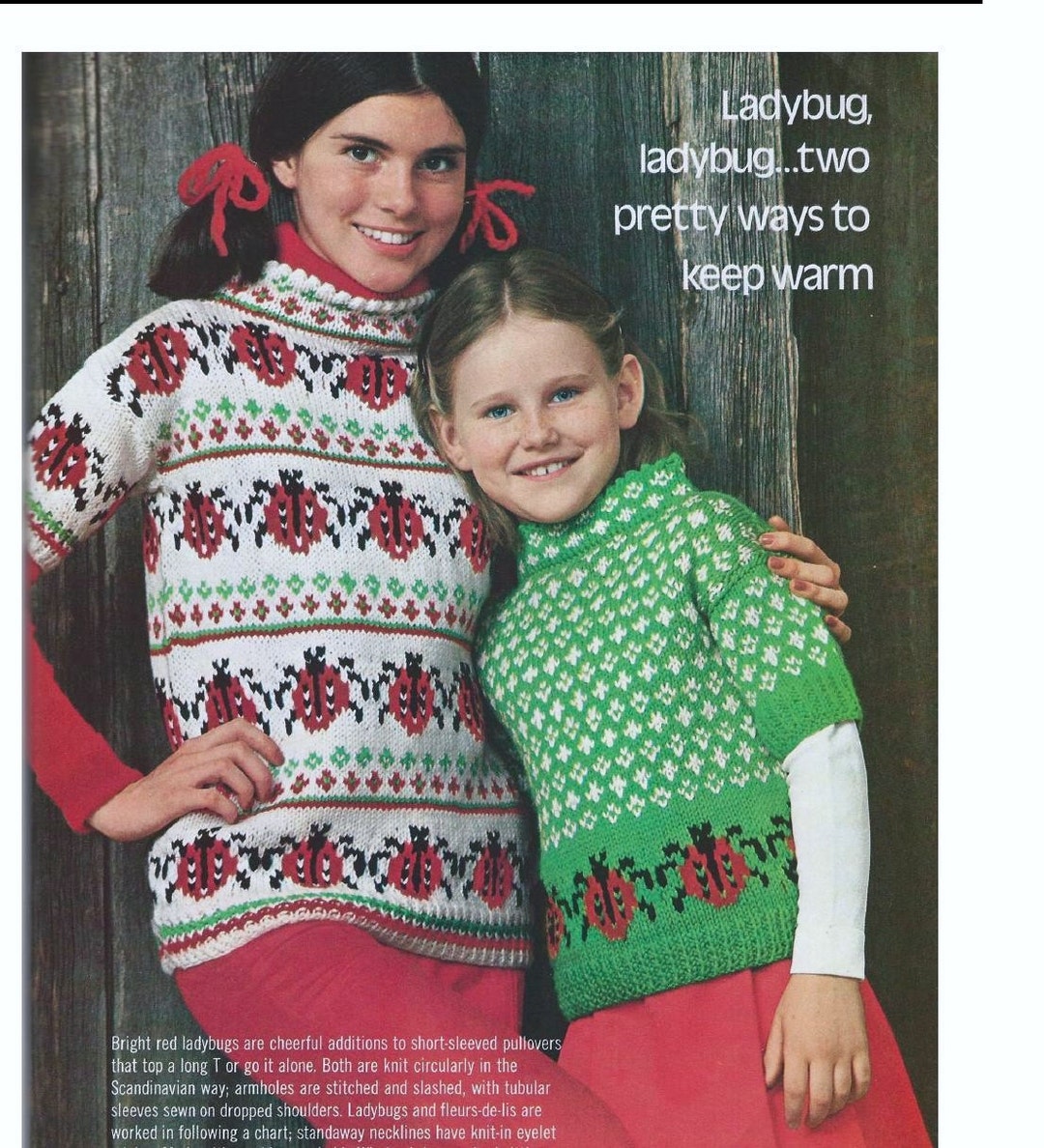 Knitting PATTERN Dowbload PDF - Lady Bugs Sweaters - Children's Sizes 4 ...