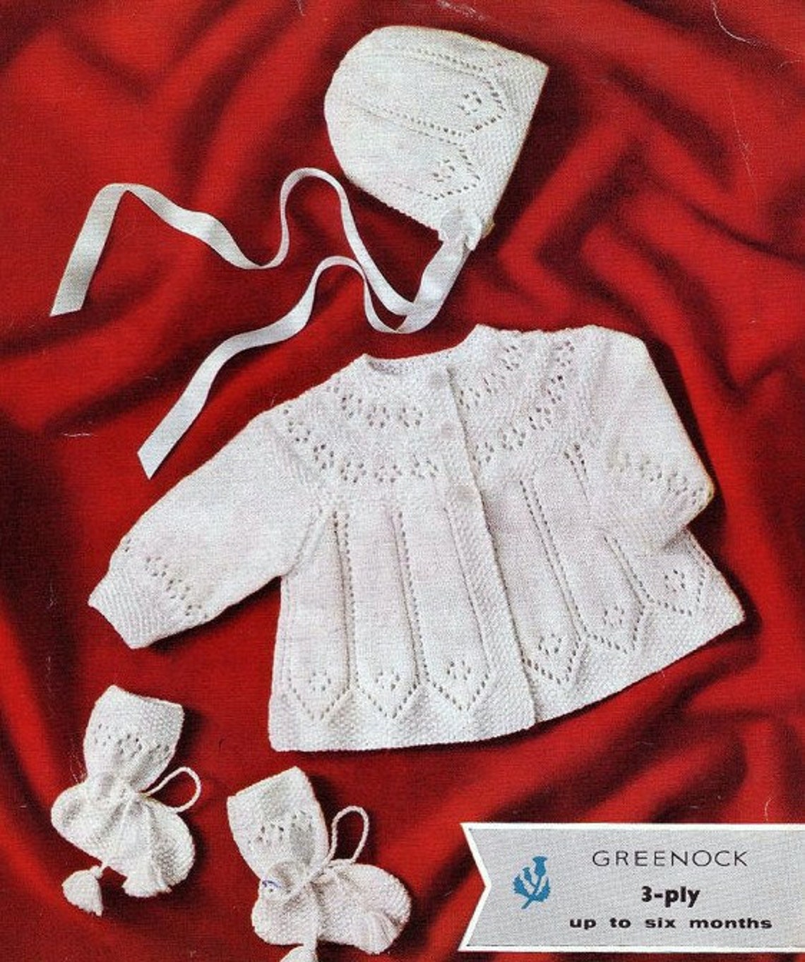 Baby KNITTING PATTERN for Matinee Coat/jacket, Bonnet and Booties - up ...