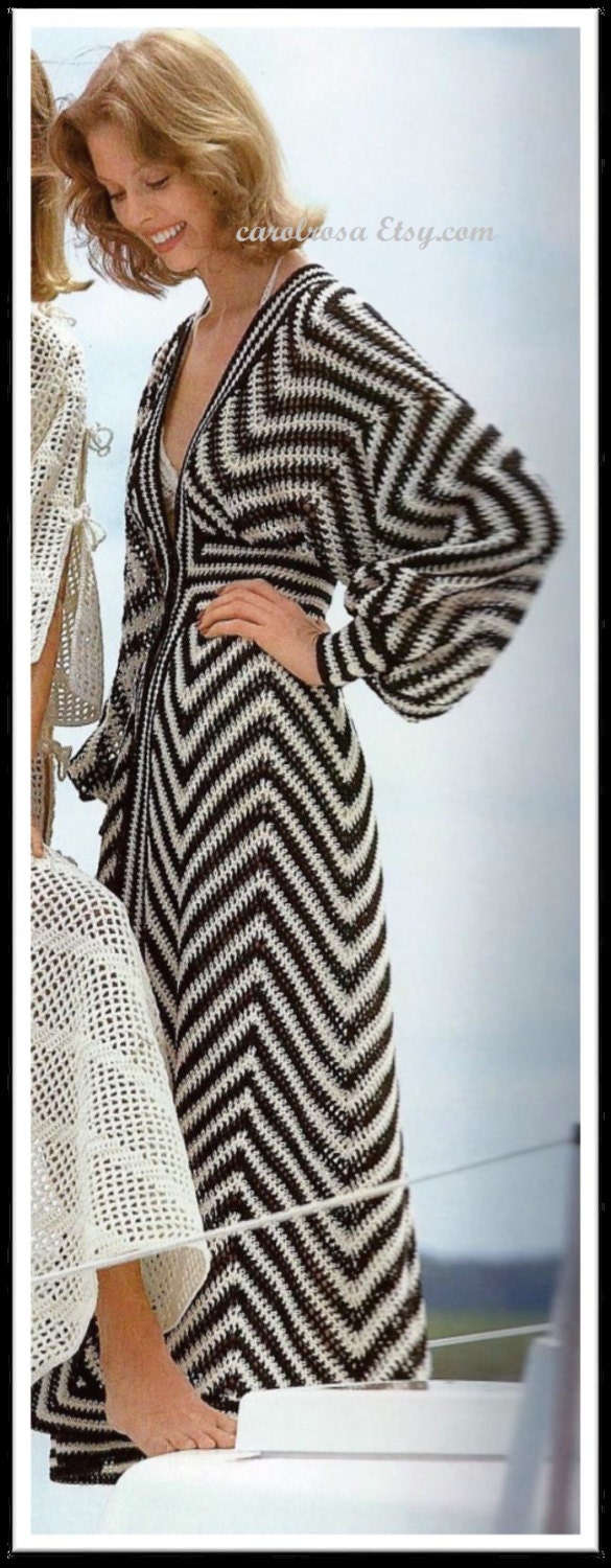 Crochet Pattern - Kaftan Robe Beach Wear Party Summer Tunic Maxi Dress ...