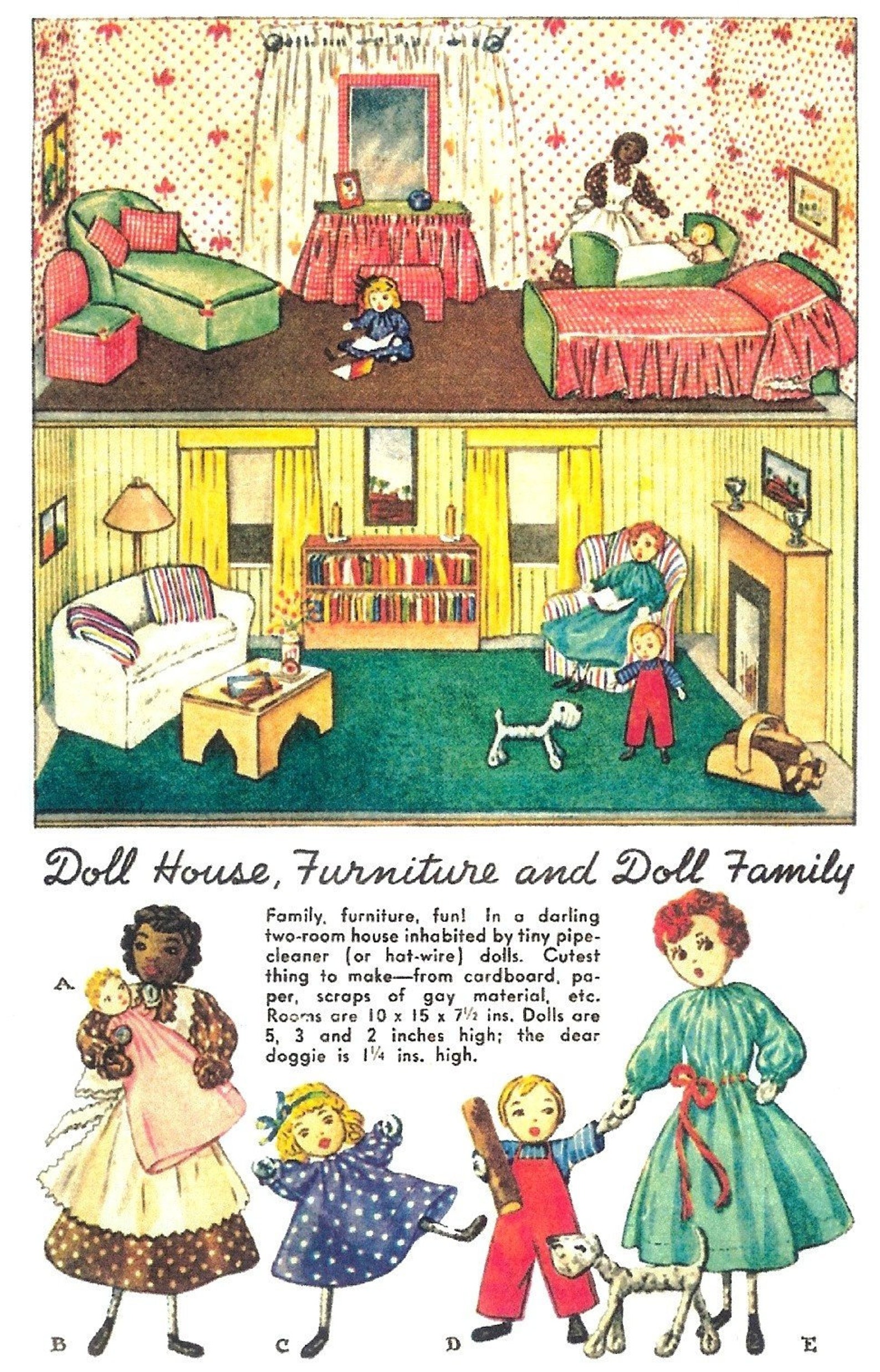 PATTERN Vintage Sewing Dollhouse PDF Doll House Plus - Etsy