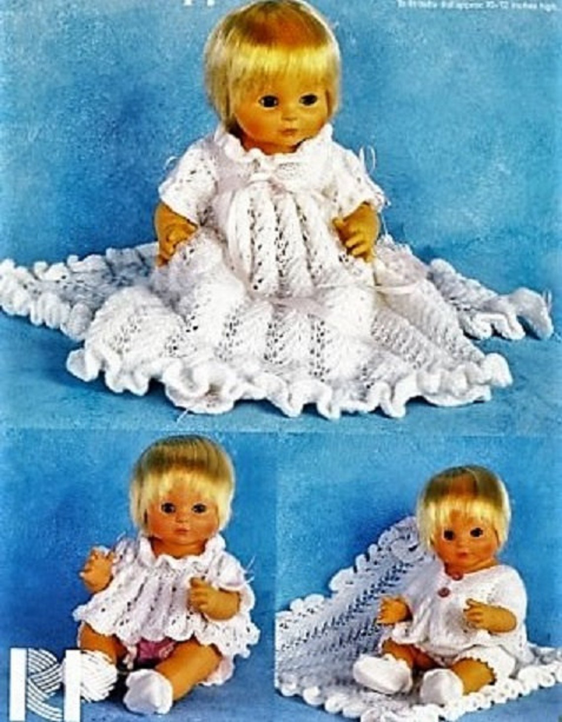 Doll Knitting PATTERN PDF- 5 Piece Layette Set Including Christening ...