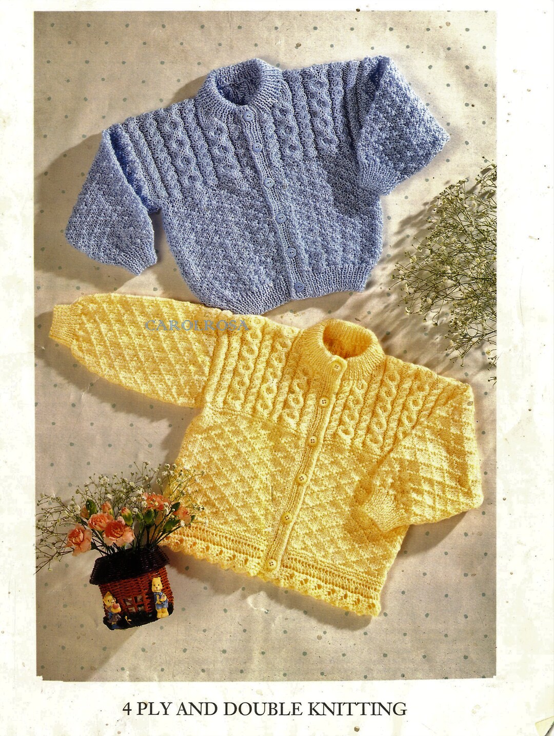 Knitting Pattern - Cable Bobble Jackets/cardigans - Fit 0 to 7 Years ...