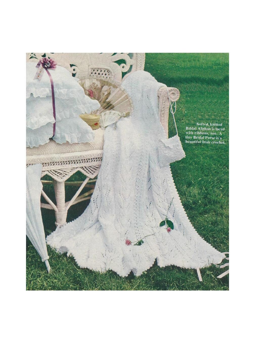 Knitting PATTERN Bridal Afghan and Crochet Purse - Baby Afghan/blanket ...
