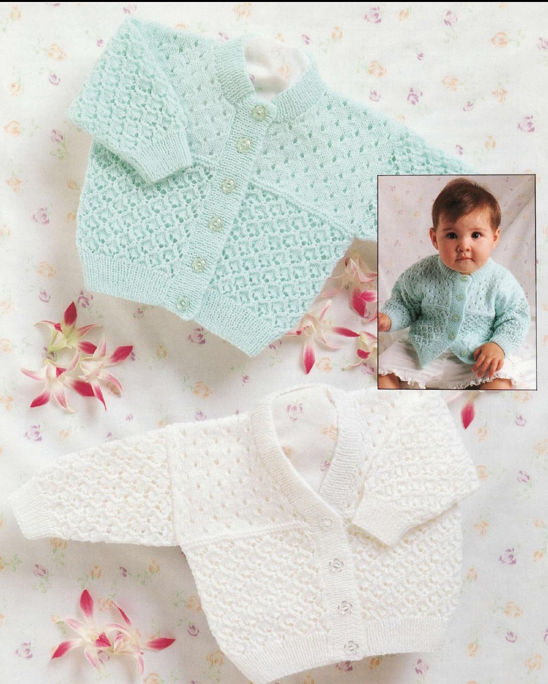 BABY KNITTING PATTERN - Cardigans/sweaters/jackets - 3 Ply 14 - 22 Ins ...