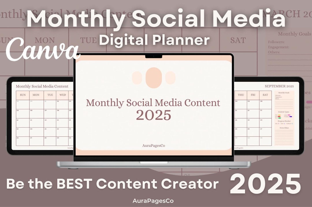 Monthly Social Media Content Calendar: Canva Template for Content ...