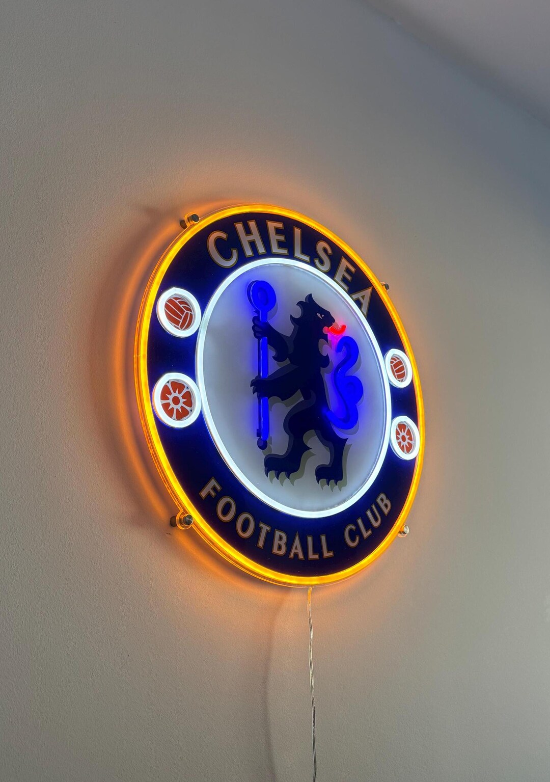 Neon LED Chelsea FC London Personalised Coat of Arms 55x55cm, Room ...