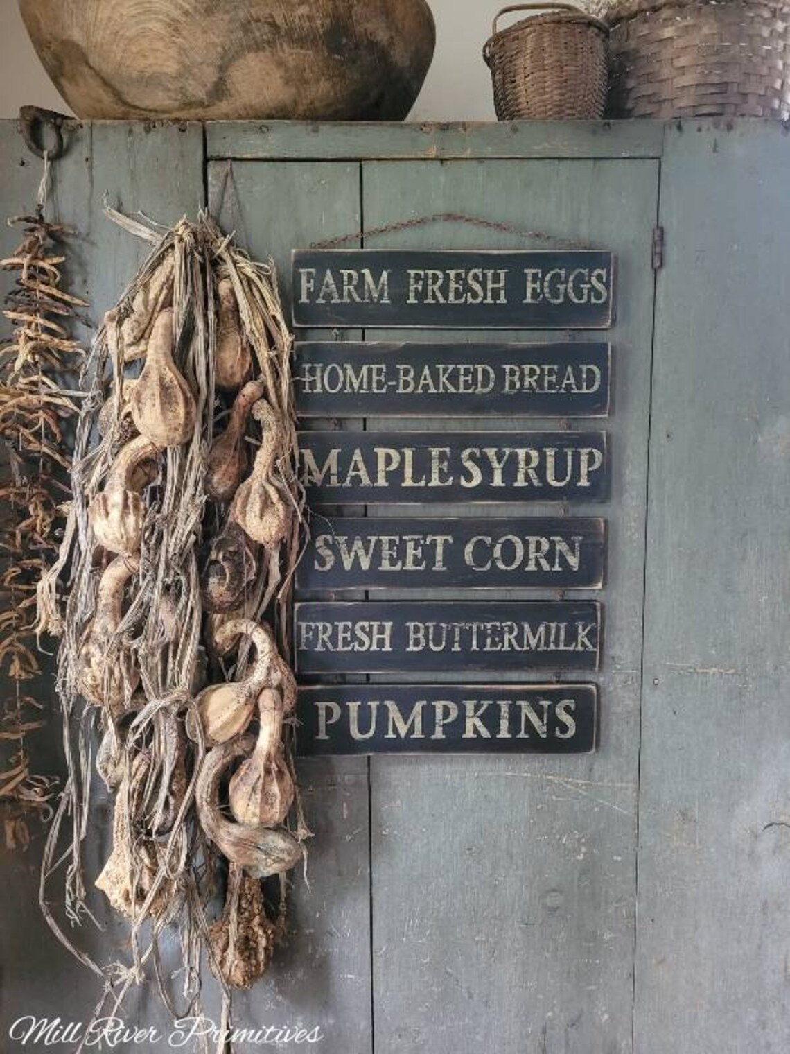 Custom Primitive Aged Farm Stand Menu Wood Sign With Rusty Chain Custom ...