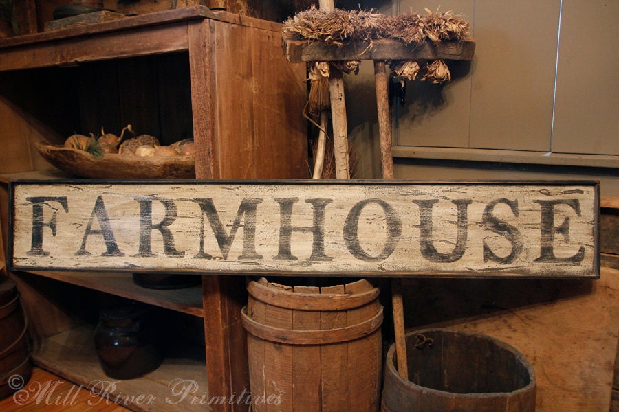 Early Looking Antique Primitive FARMHOUSE Wooden Sign ...