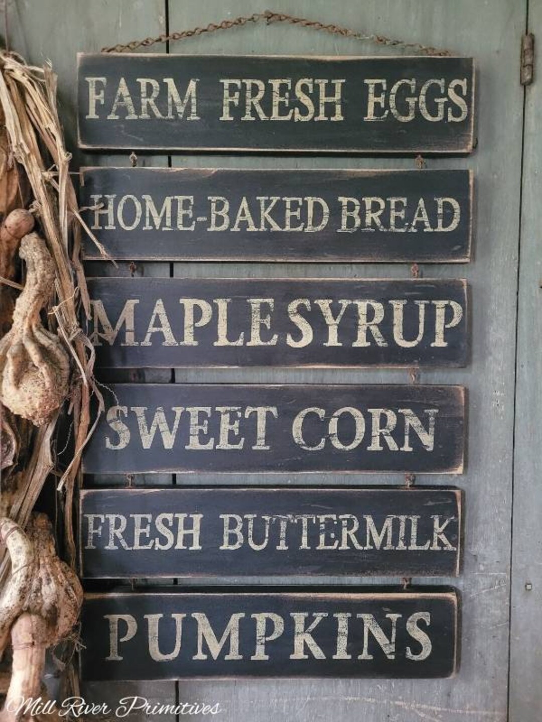 Custom Primitive Aged Farm Stand Menu Wood Sign With Rusty Chain Custom ...