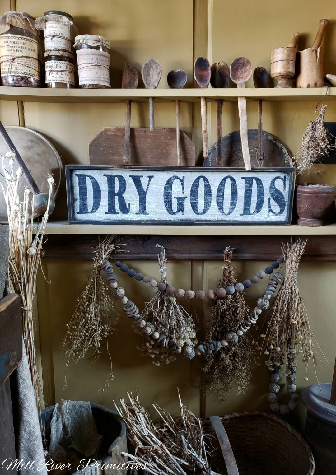 Aged Primitive Early Looking DRY GOODS Wood Sign Custom Personalized ...