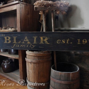 Early Looking Antique Primitive Family Name and Year Wooden Sign Custom ...