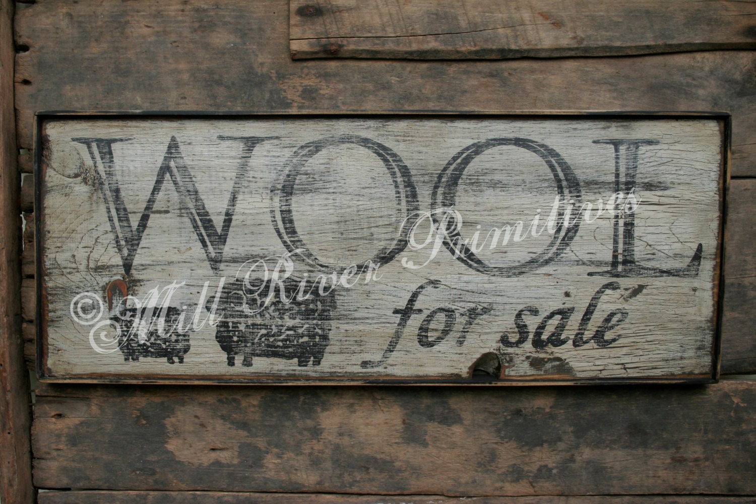 Early Looking Antique Primitive Wool for Sale Wooden Sign - Etsy
