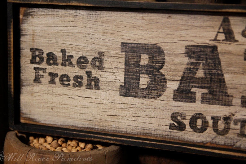 Aged Primitive Personalized Bakery Wood Sign - Etsy