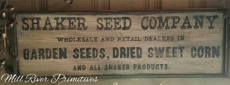 Shaker Seeds Company Wooden Sign~ Primitive Antique Custom Personalized ...