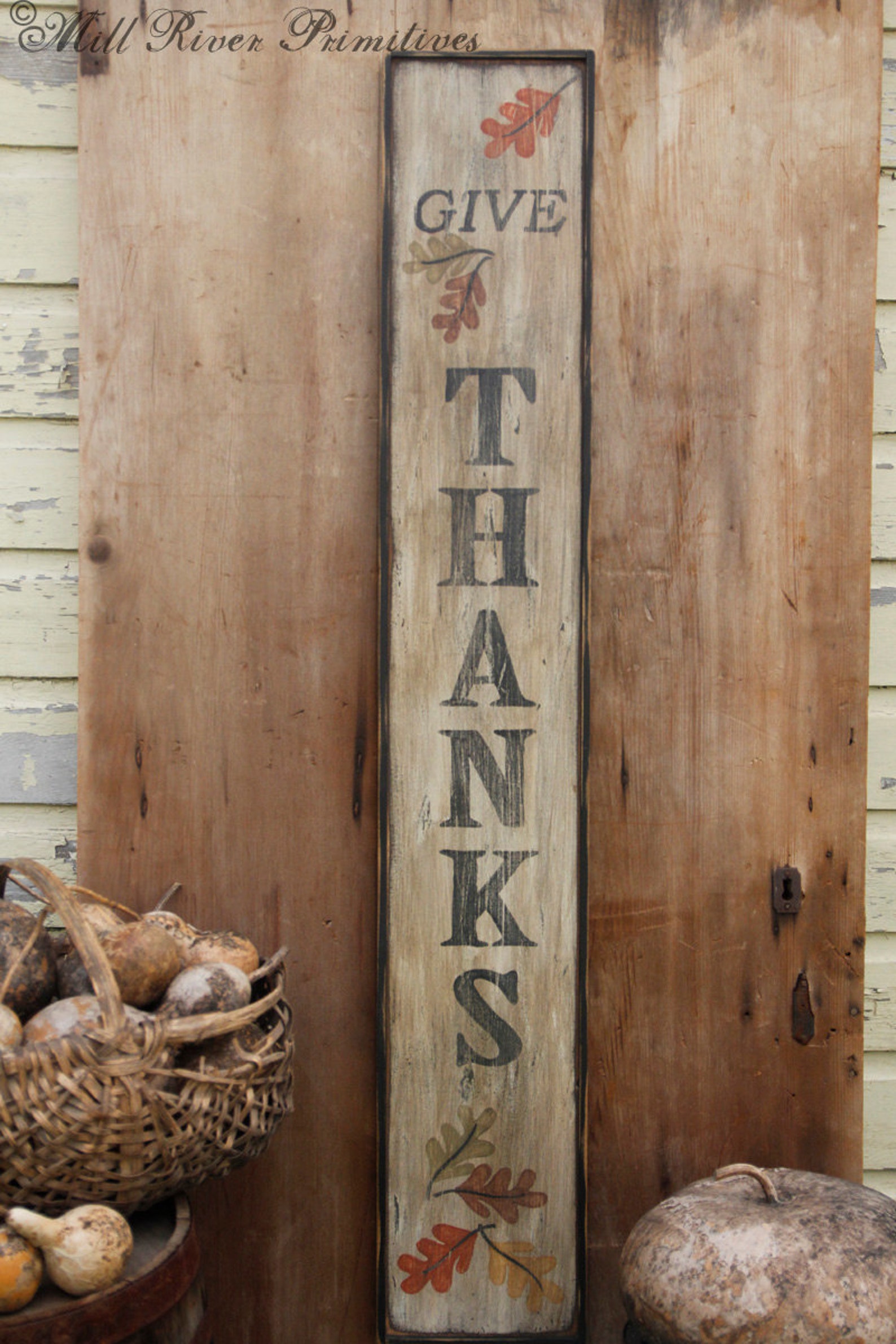 Primitive Give Thanks Thanksgiving Wooden Sign | Etsy