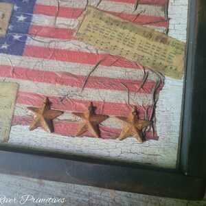 Small Primitive USA American Flag America Ephemera Mixed Media Wooden ...
