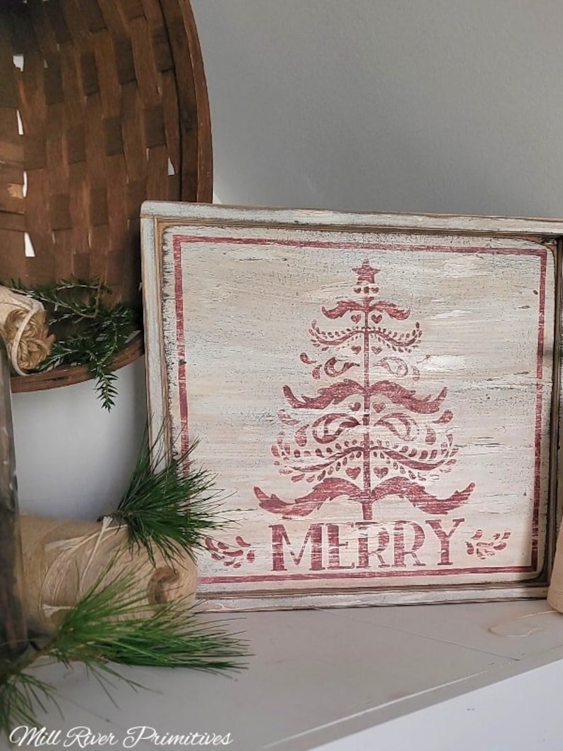Merry Tree Christmas Wood Sign - Etsy
