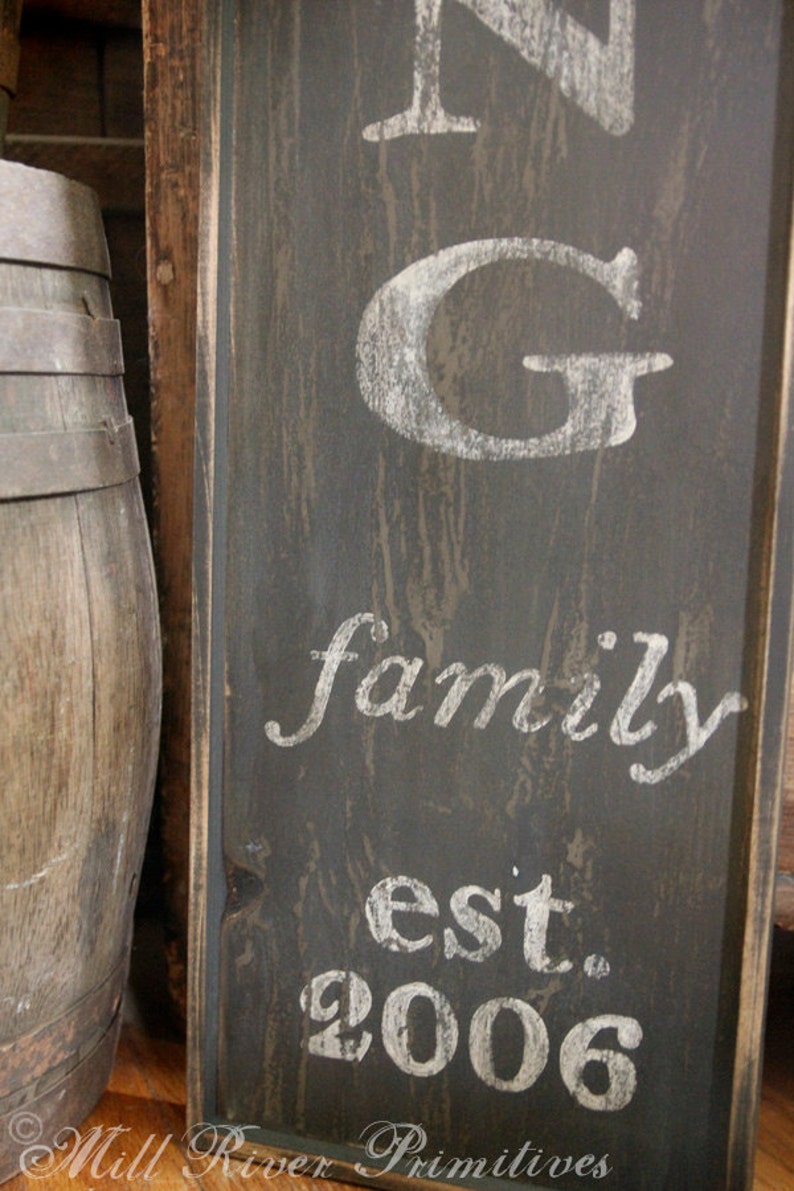 Early Looking Antique Primitive Vertical Family Name and Year Wooden ...