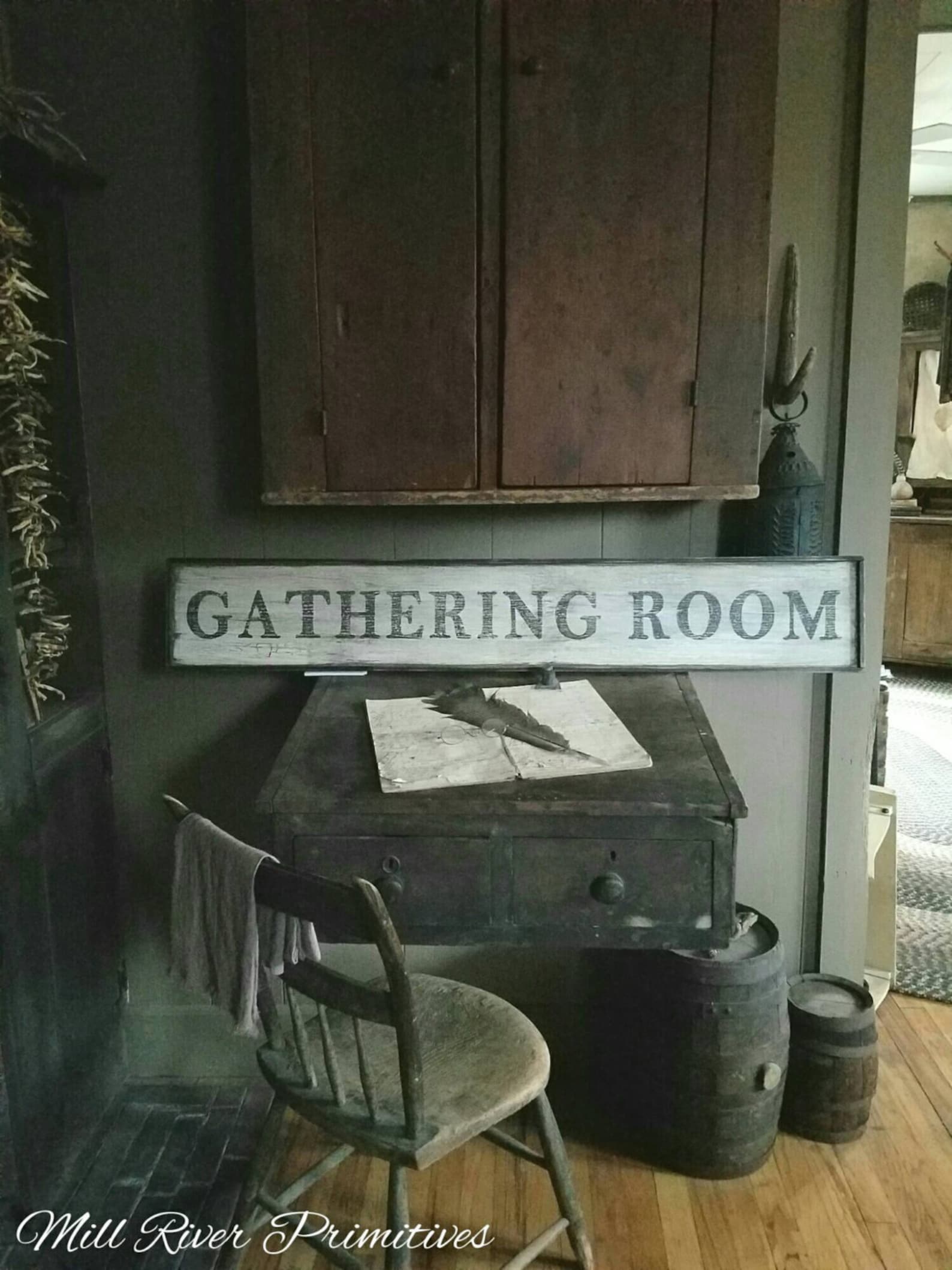Early Looking Antique Primitive Gathering Room Wood Sign Custom ...