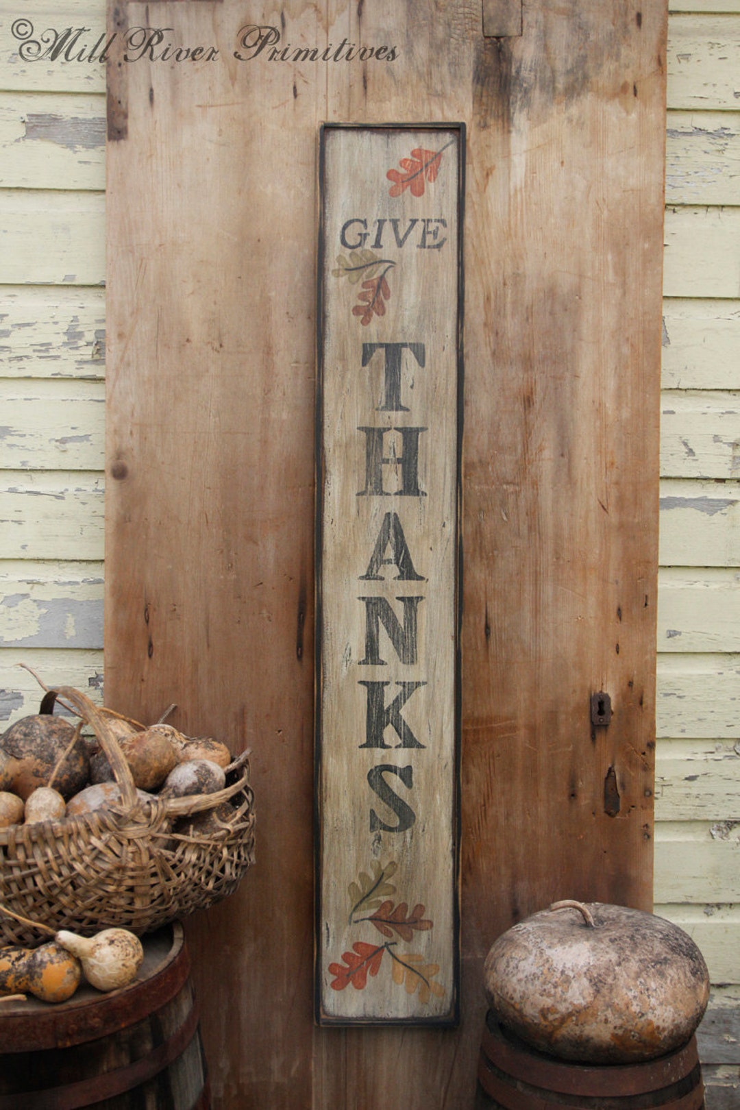 Primitive Give Thanks Thanksgiving Wooden Sign Custompersonalized ...