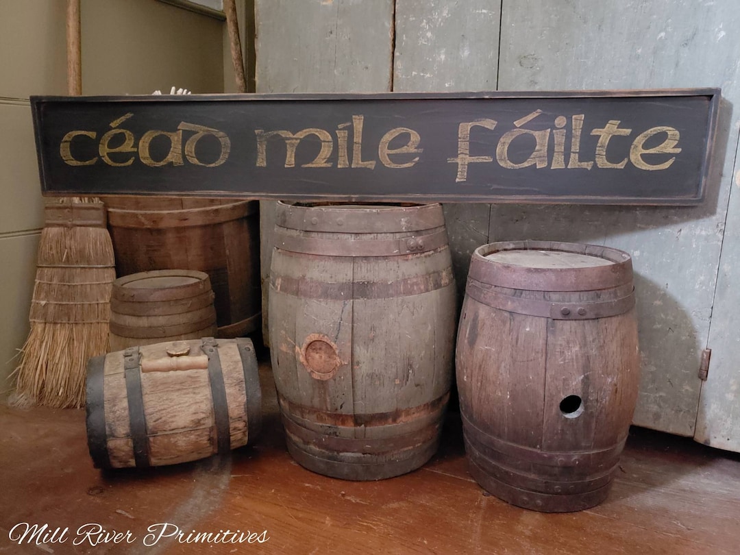 Early Looking Long CEAD MILE FAILTE Wooden Sign Irish Greeting Custom ...