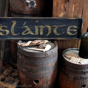 Early Looking Antique Primitive Small SLAINTE Wooden Sign Irish Toast ...