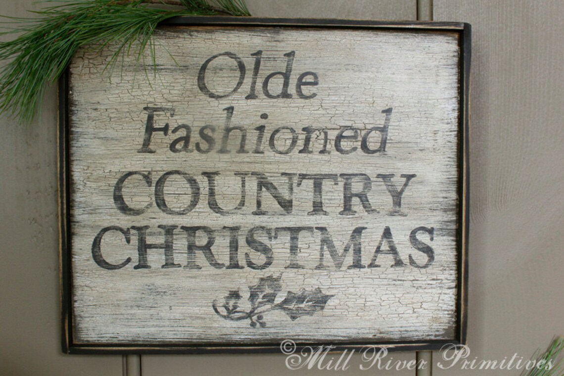 Aged Primitive Olde Fashioned Country Christmas Wood Sign ...