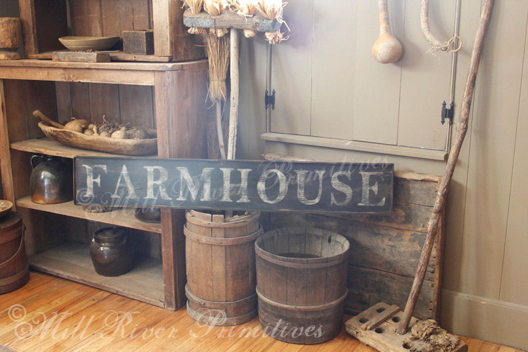 Early Looking Antique Primitive FARMHOUSE Wooden Sign Custom ...