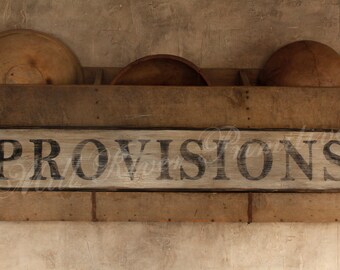 Early Looking Antique Primitive Small PROVISIONS Wooden Sign | Etsy