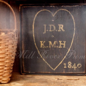 Primitive Personalized Heart and Initials Wooden Family Name Sign ...