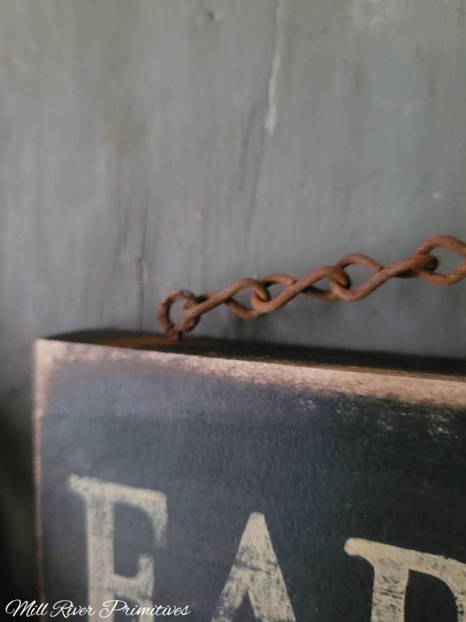 Custom Primitive Aged Farm Stand Menu Wood Sign With Rusty Chain Custom ...