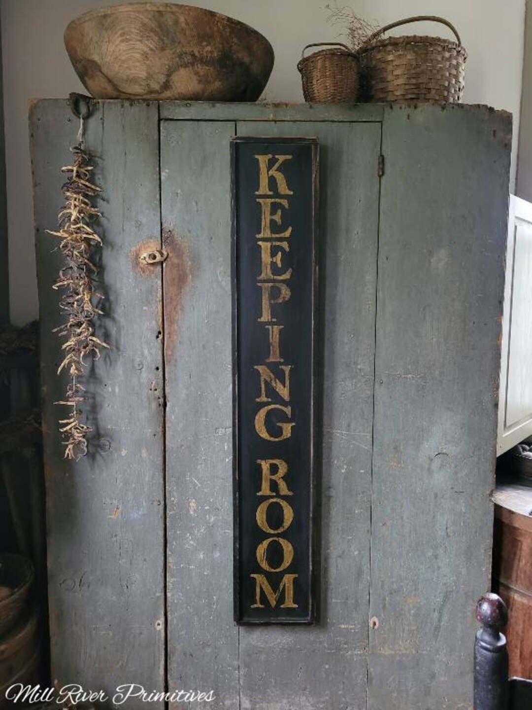 Early Looking Antique Primitive Vertical KEEPING ROOM Wooden Sign ...