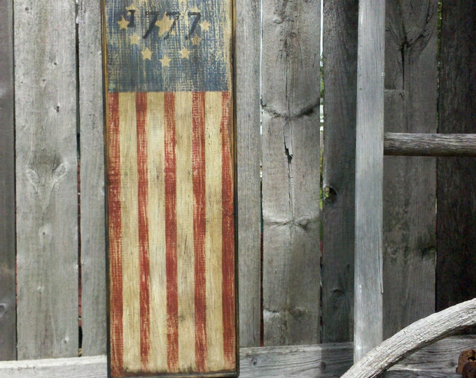 Primitive Aged 1777 American Flag Wood Sign - Etsy