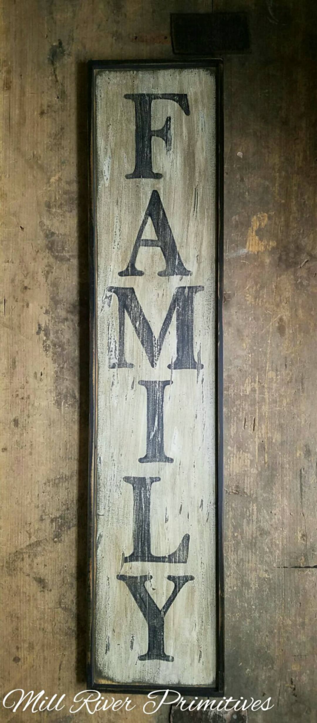Early Looking Vertical Antique Primitive FAMILY Wooden Sign Custom ...