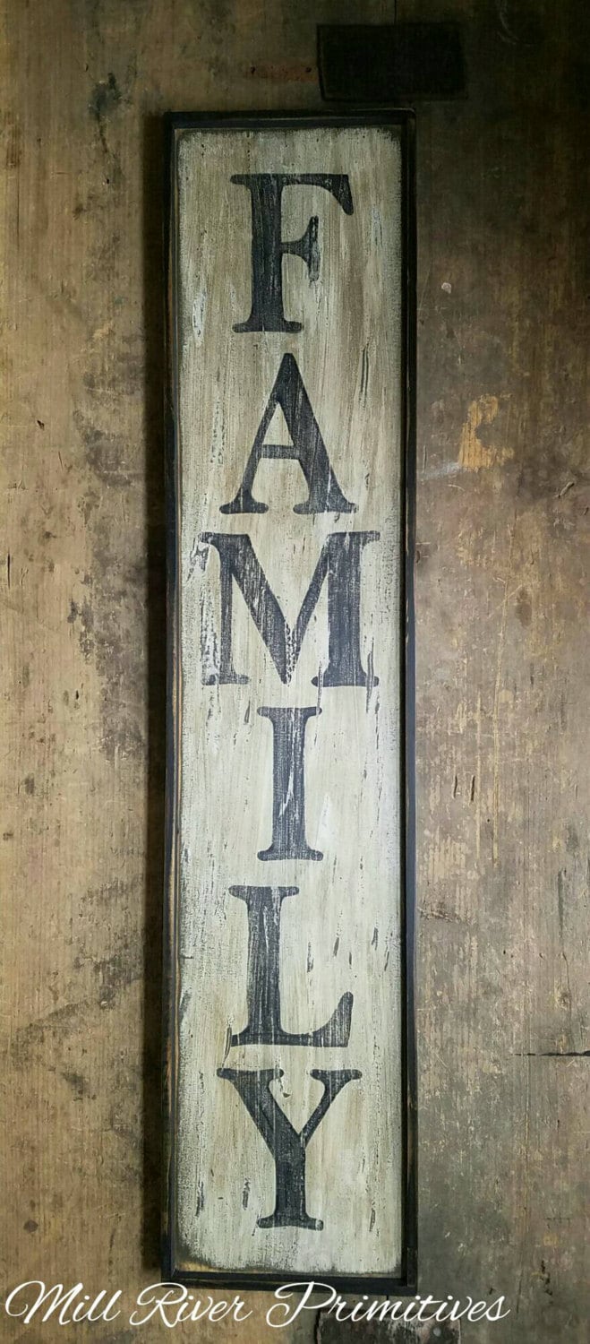 Early looking Vertical Antique Primitive FAMILY Wooden Sign | Etsy