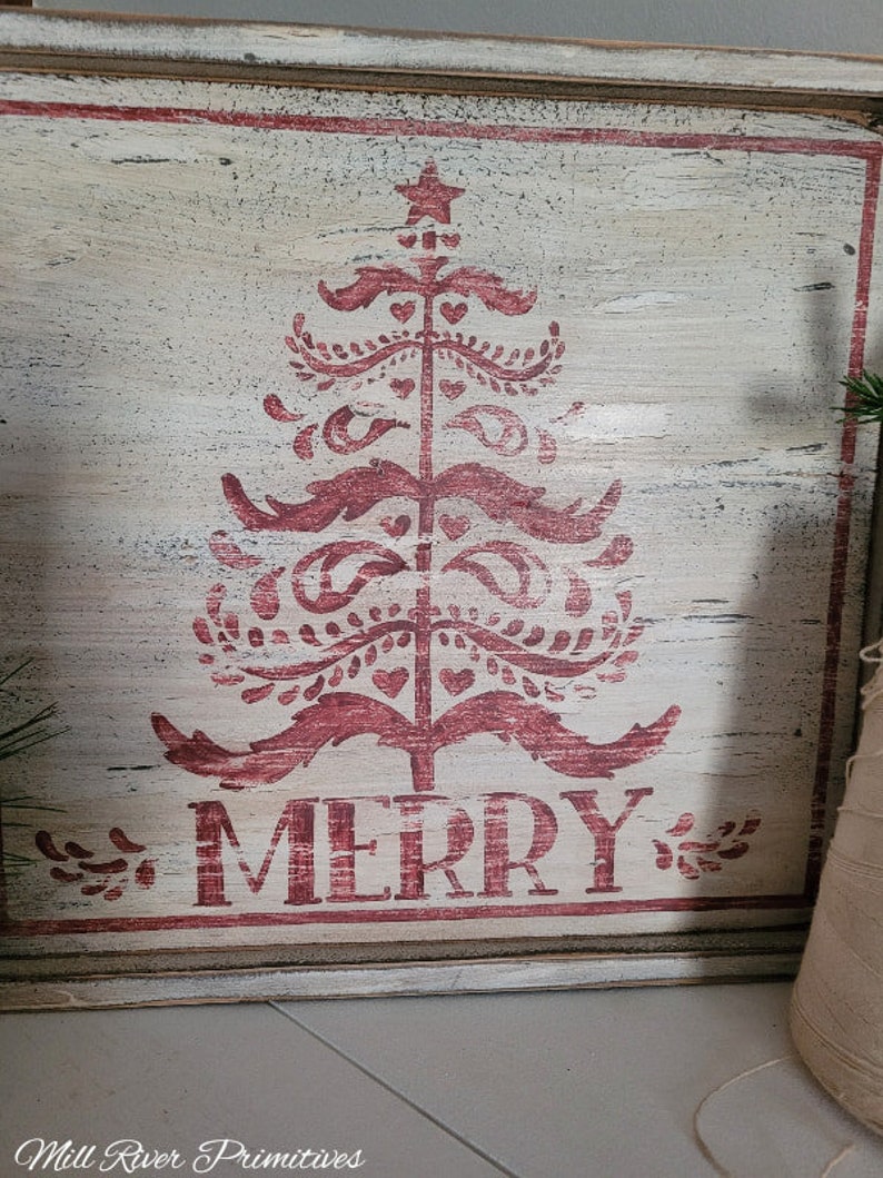 Merry Tree Christmas Wood Sign - Etsy